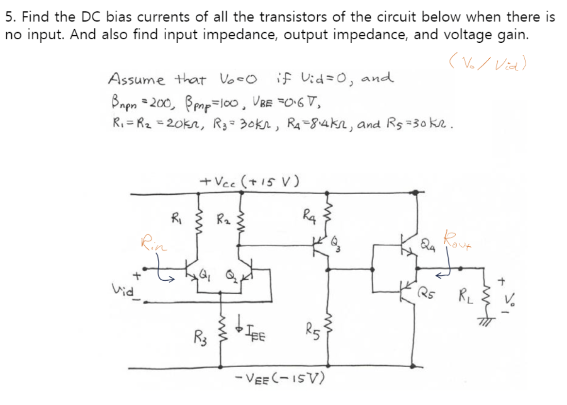 Solved 5. Find the DC bias currents of all the transistors | Chegg.com