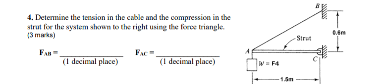 Solved B M 4. Determine the tension in the cable and the | Chegg.com