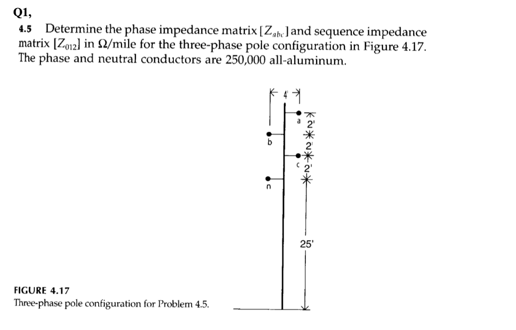 Solved Q1, 4.5 Determine the phase impedance matrix | Chegg.com