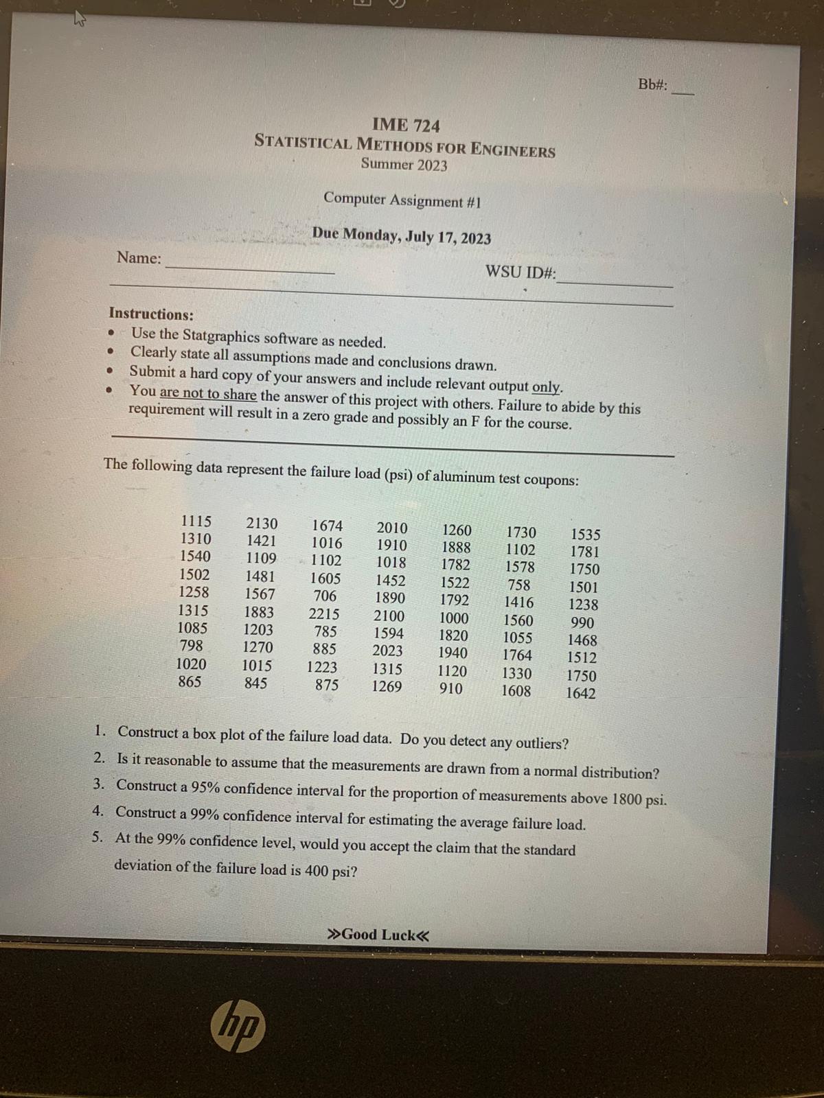 Solved Instructions: • Use the Statgraphics software as | Chegg.com