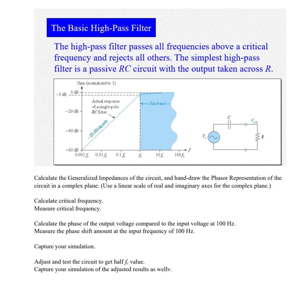 Solved Lab: Passive Filters (SIMULATION) Basic filter | Chegg.com