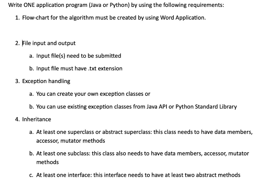 Solved Write ONE application program (Java or Python) by | Chegg.com