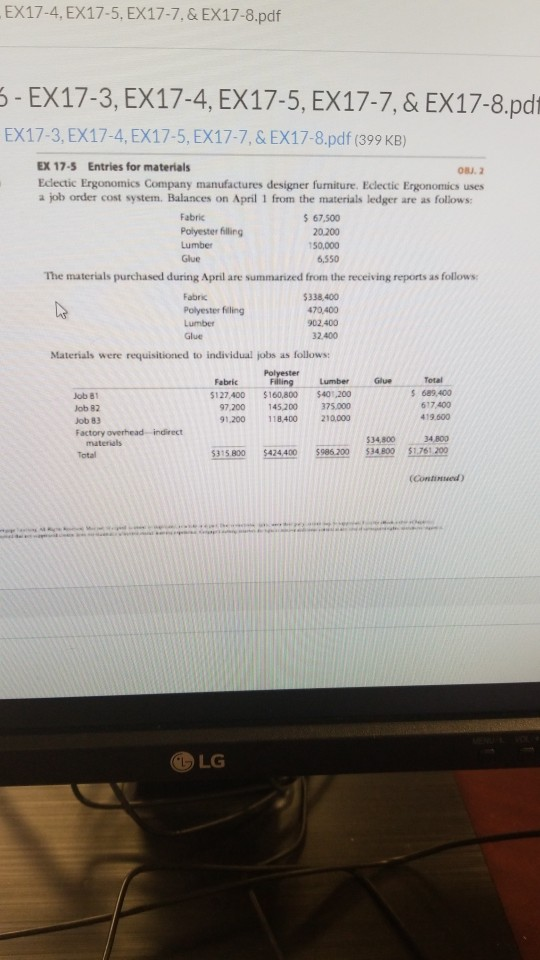 Solved EX17-4. EX17-5. EX17-7. & EX17-8.pdf 5 - EX17-3, | Chegg.com