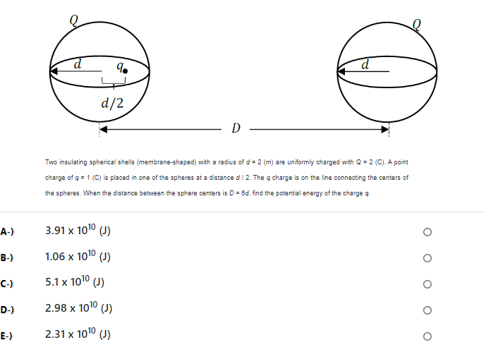 Solved а 9. d d/2 D Two insulating spherical shells | Chegg.com