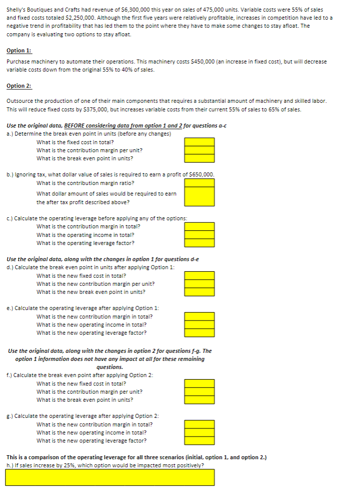 Solved Shelly's Boutiques and Crafts had revenue of | Chegg.com