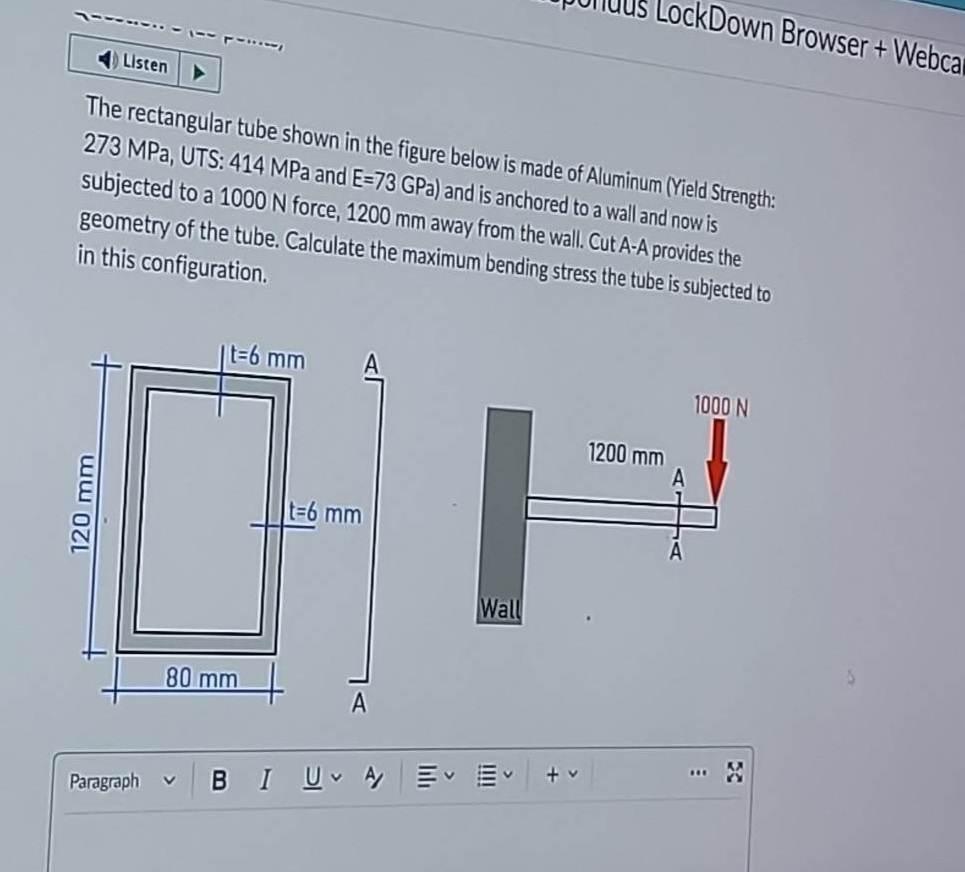 Solved The rectangular tube shown in the figure below is | Chegg.com