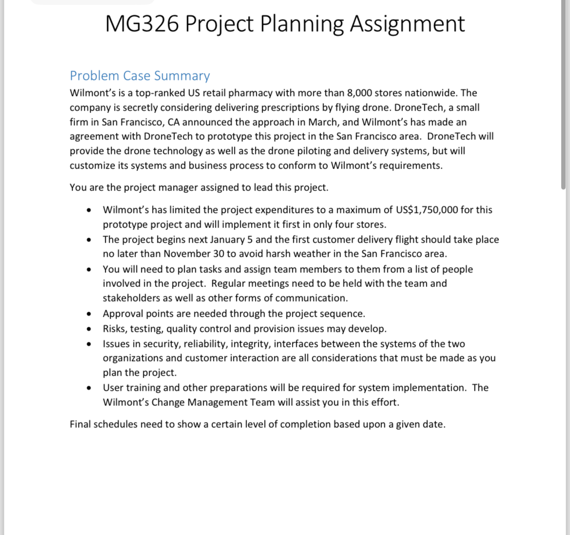 Solved PROJECT MANAGEMENT CLASSInitial WBS Assignment | Chegg.com