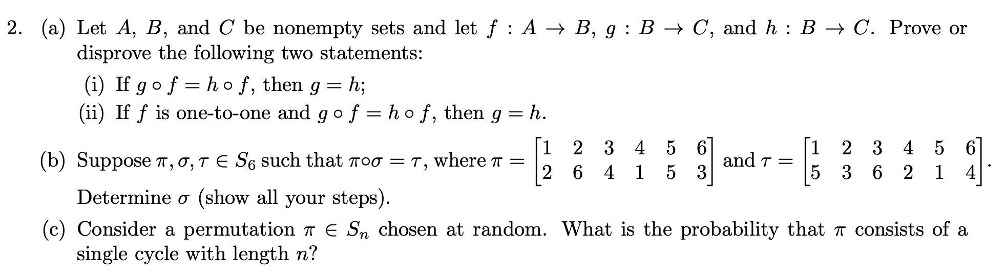 Solved : > = 2. (a) Let A, B, and C be nonempty sets and let | Chegg.com
