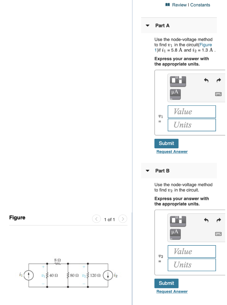 Solved A Review Constants Part A Use the node-voltage method | Chegg.com