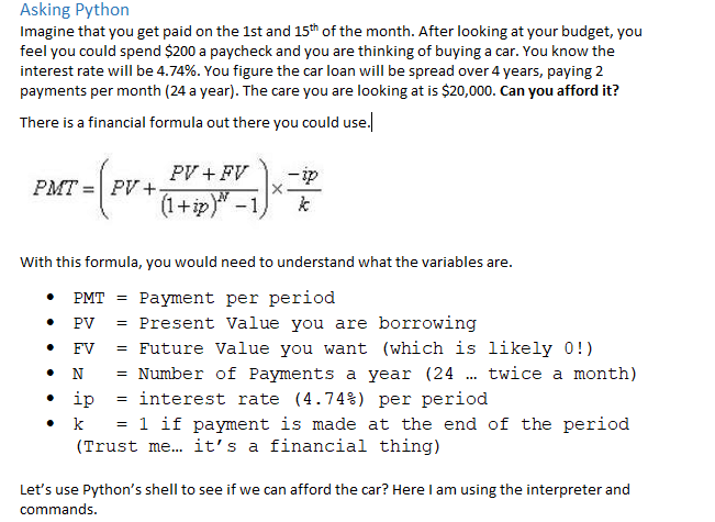 Solved Asking Python Imagine that you get paid on the 1st | Chegg.com