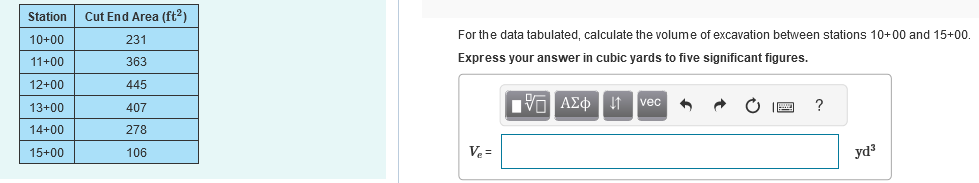 Solved For the data tabulated, calculate the volume of | Chegg.com