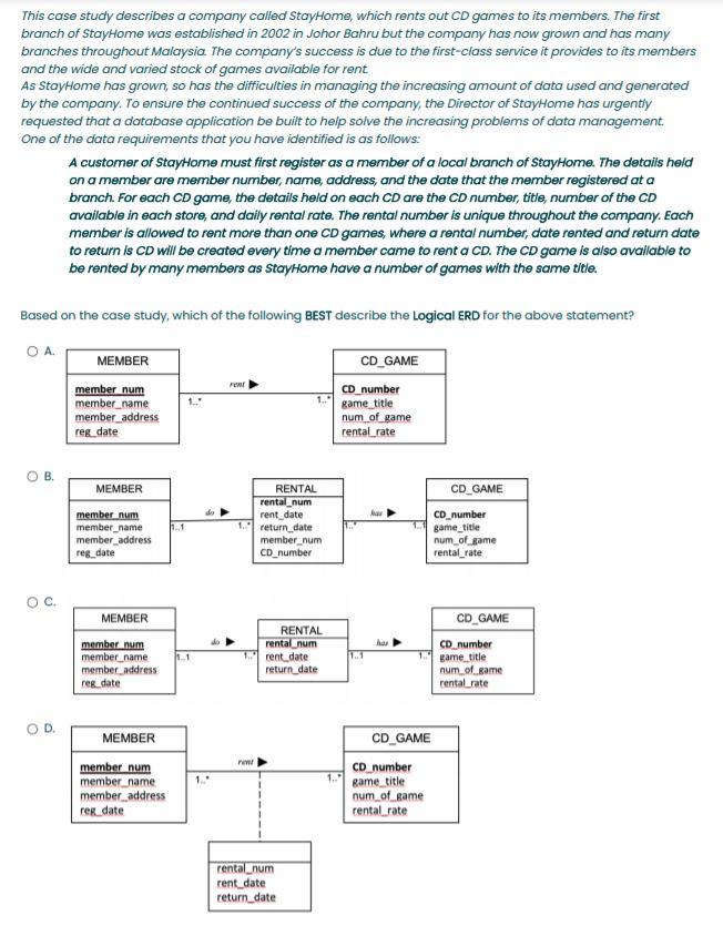 Solved The figure shows a conceptual ERD (CERD) for College | Chegg.com