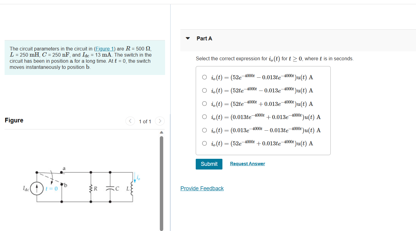 Solved The circuit parameters in the circuit in (Figure 1) | Chegg.com