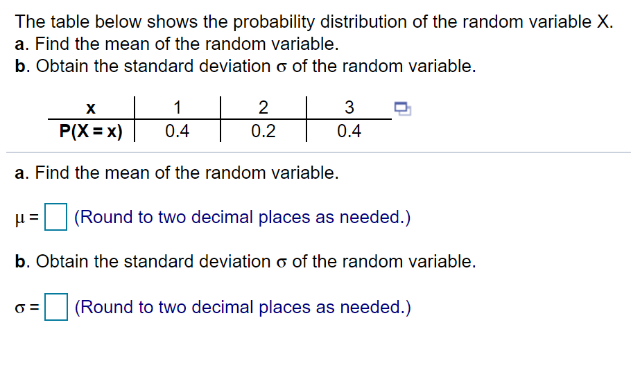 Solved The table below shows the probability distribution of | Chegg.com