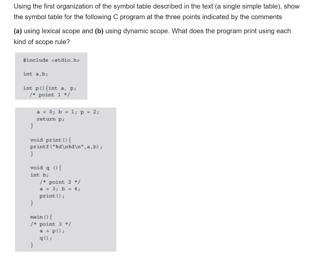 Solved Using the first organization of the symbol table | Chegg.com