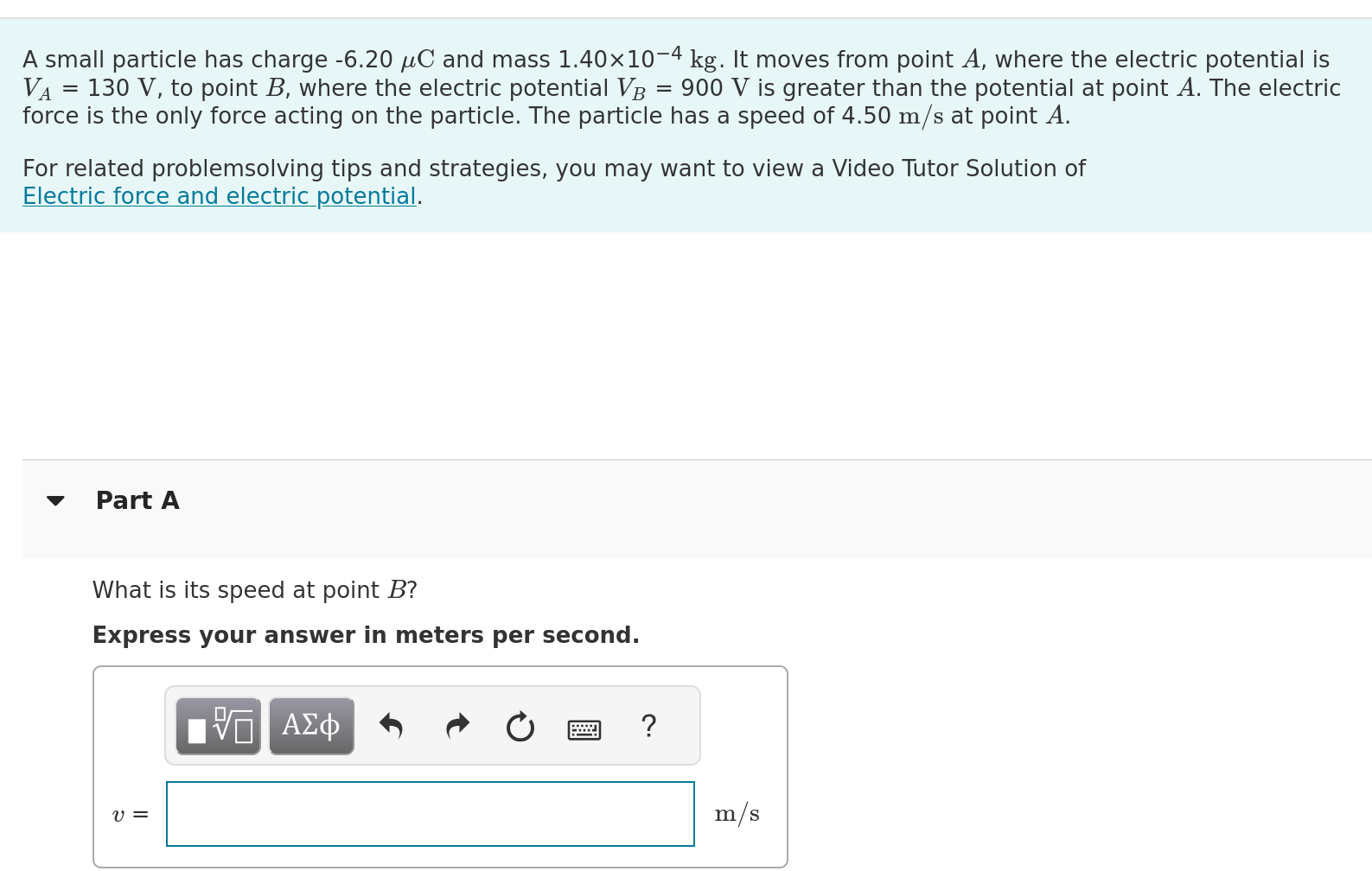Solved A small particle has charge -6.20μC ﻿and mass | Chegg.com