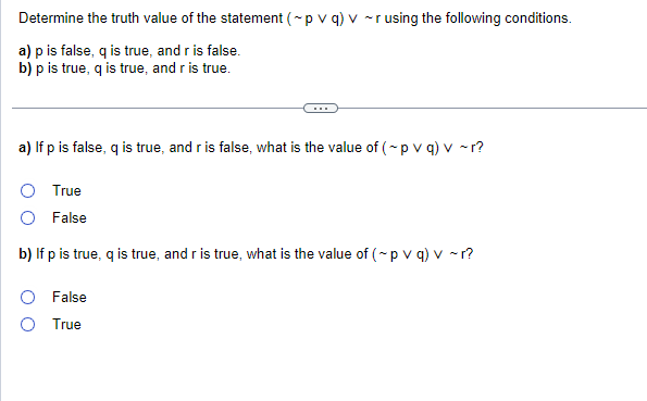 Solved Determine the truth value for each simple statement. | Chegg.com