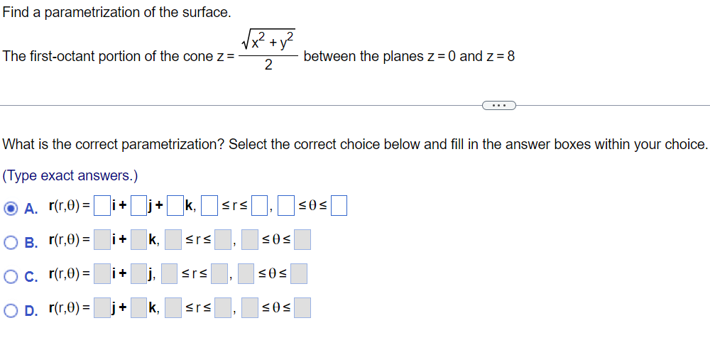 Solved Find a parametrization of the surface. The | Chegg.com