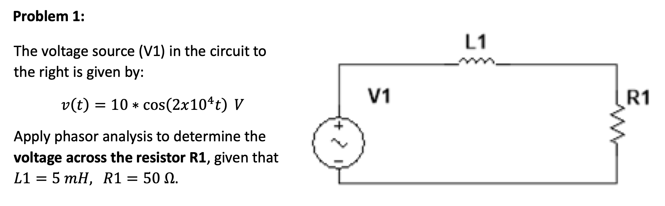 Solved Problem 1:The voltage source (V1) ﻿in the circuit | Chegg.com