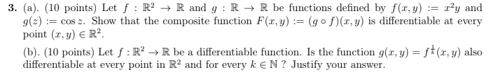 Solved 3. (a). (10 points) Let f:R2→R and g:R→R be functions | Chegg.com