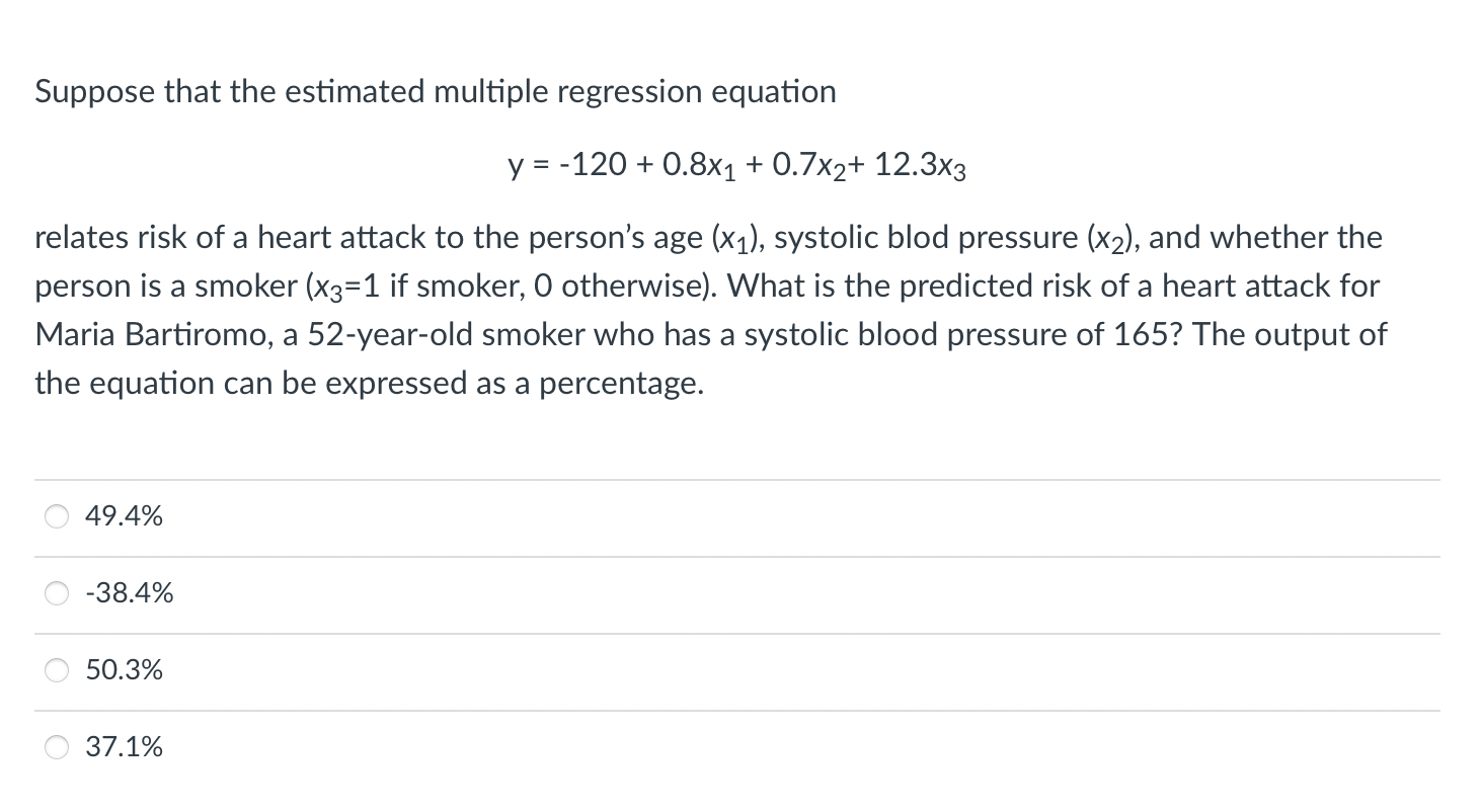 Solved Suppose that the estimated multiple regression | Chegg.com