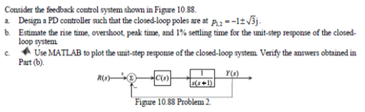 Consider the feedback control system shown in Figure | Chegg.com