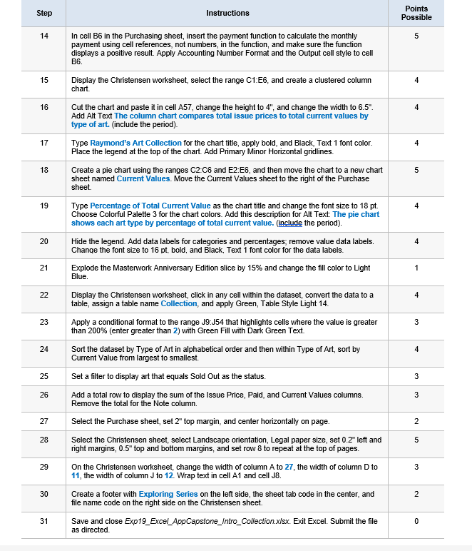 Solved Exp19_Excel_AppCapstone_Intro_Collection Project | Chegg.com