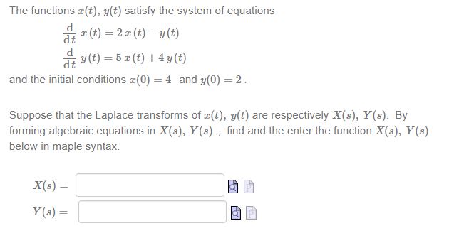 Solved The functions x(t),y(t) ﻿satisfy the system of | Chegg.com