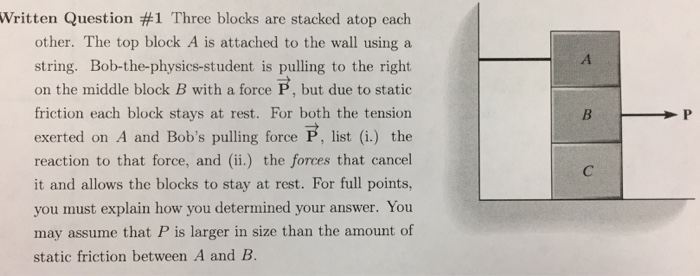 Solved Three blocks are stacked atop each other. The top | Chegg.com
