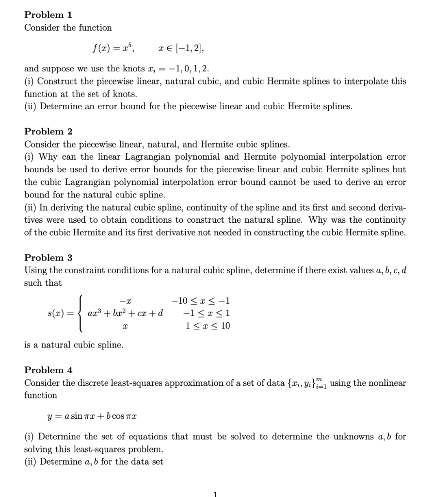 Solved Problem 1 Consider the function f() x € (-1,2], and | Chegg.com