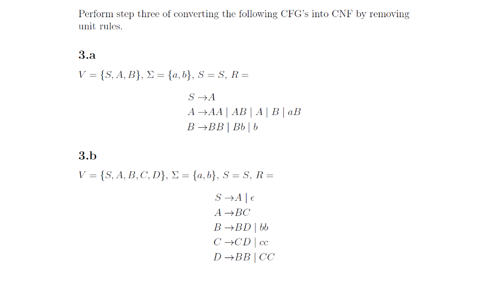 Solved Perform step one of converting the following CFG into | Chegg.com