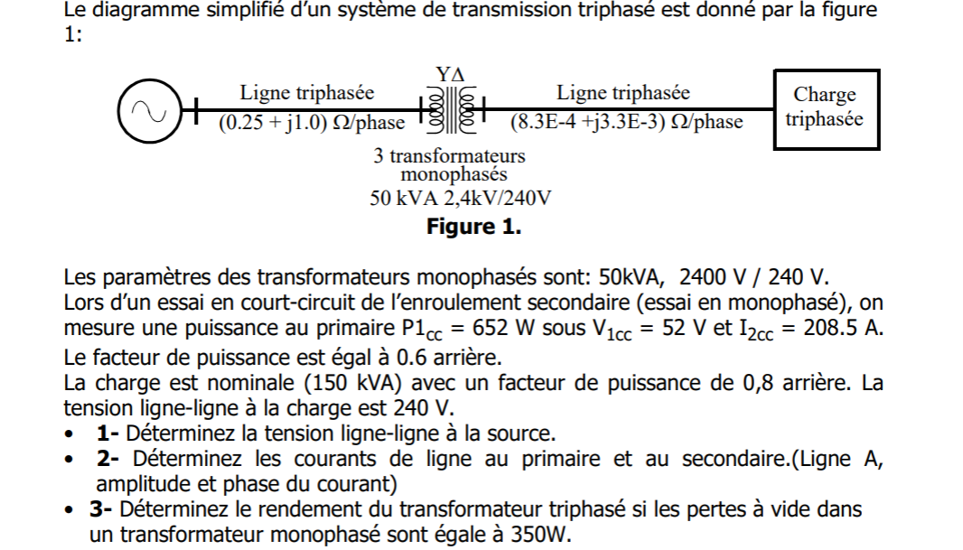 The simplified diagram of a three-phase transmission | Chegg.com