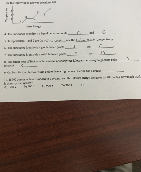 Solved Use the following to answer questions 4-8: Heat | Chegg.com