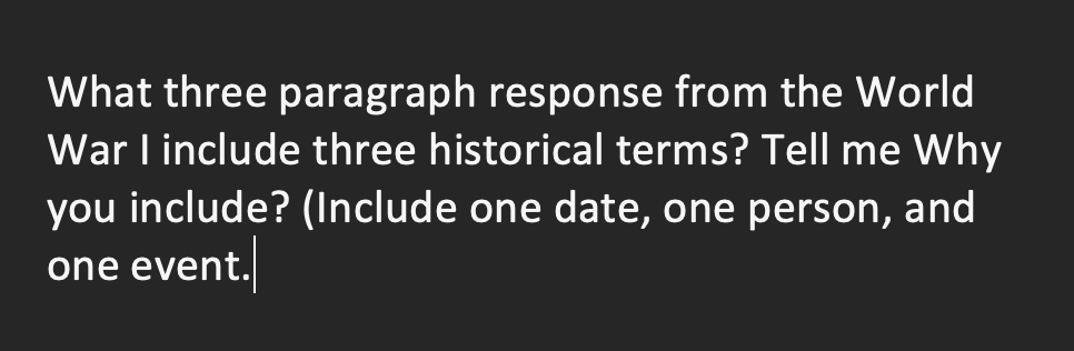 What three paragraph response from the World War I | Chegg.com
