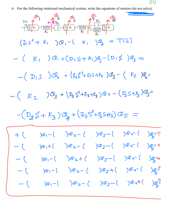 Solved 6. For the following rotational mechanical system, | Chegg.com