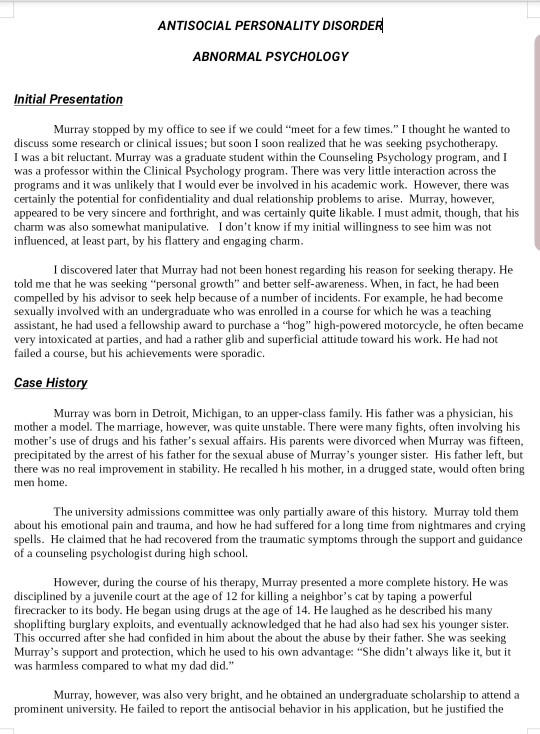 Solved Based On The Case Study And DSM Criteria Attached Chegg