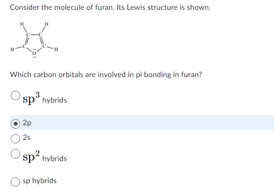 Solved Consider the molecule of furan. Its Lewis structure | Chegg.com