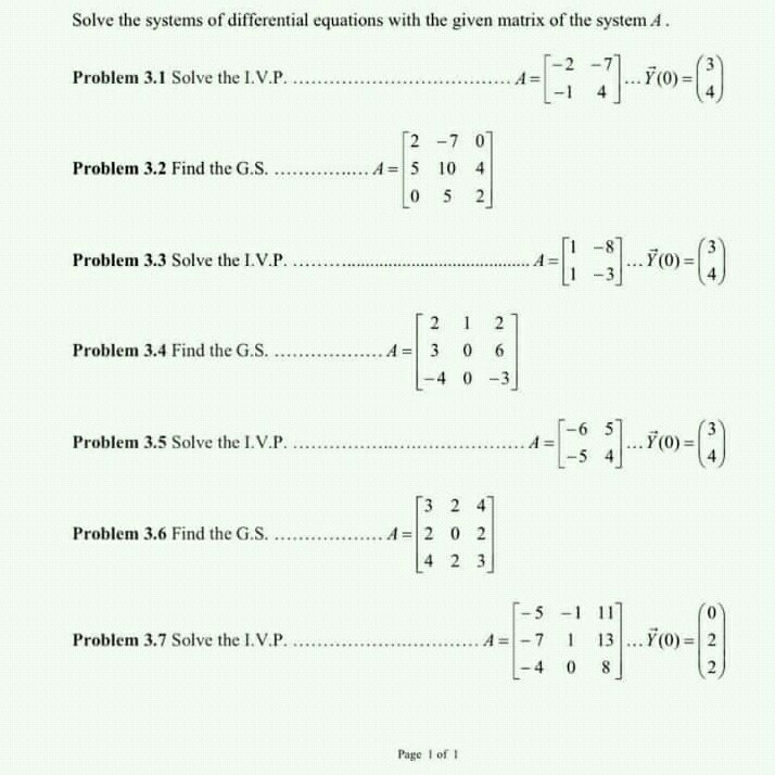Solved Solve the systems of differential equations with the | Chegg.com