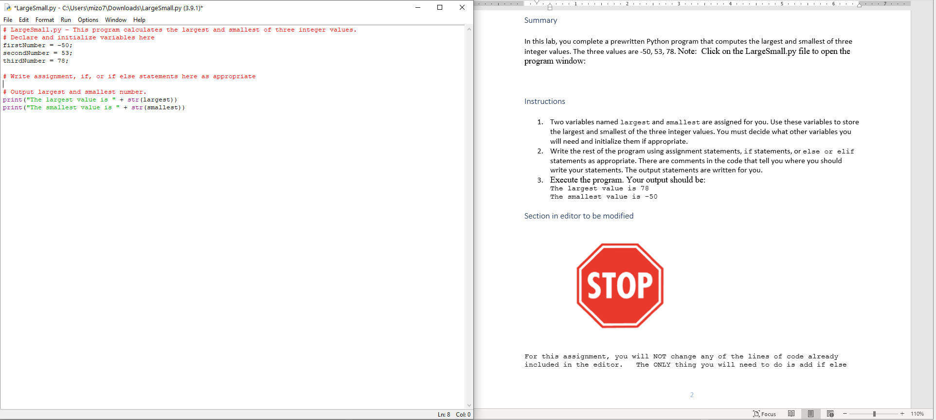 Solved For this assignment, you will NOT change any of the | Chegg.com