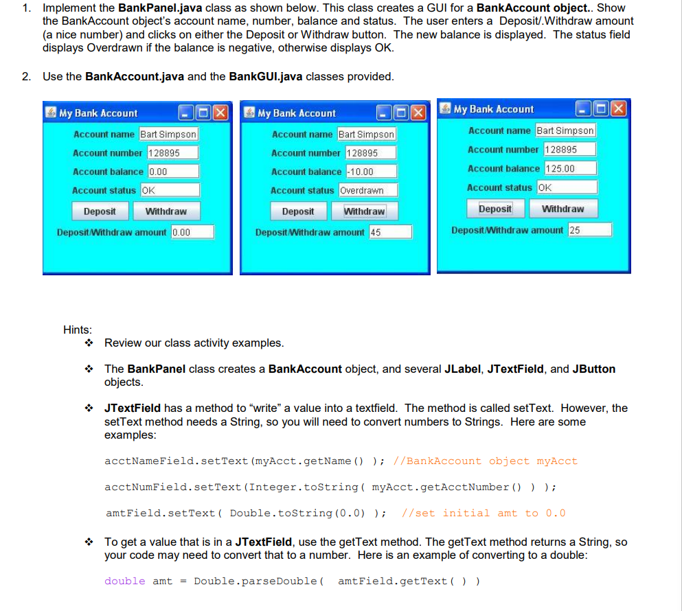 Solved displays Overdrawn if the balance is negative, | Chegg.com