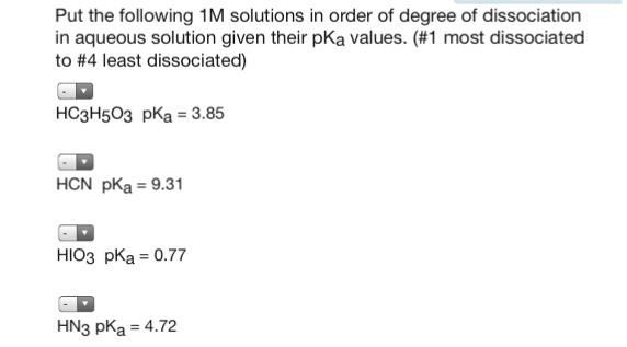 Solved Put the following 1 M solutions in order of degree of | Chegg.com