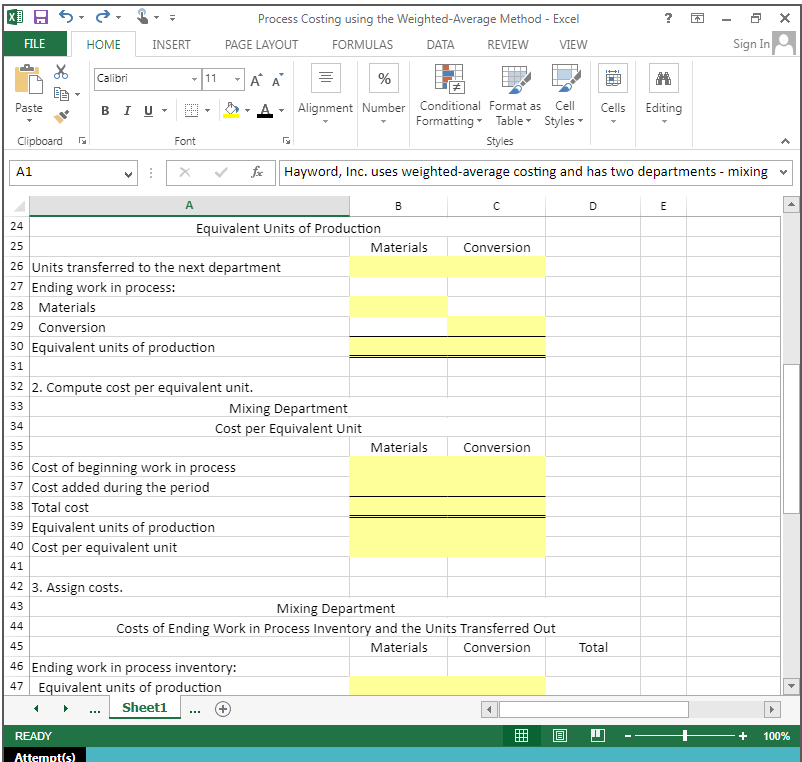 Solved Hayword, Inc. uses weighted average costing and has | Chegg.com