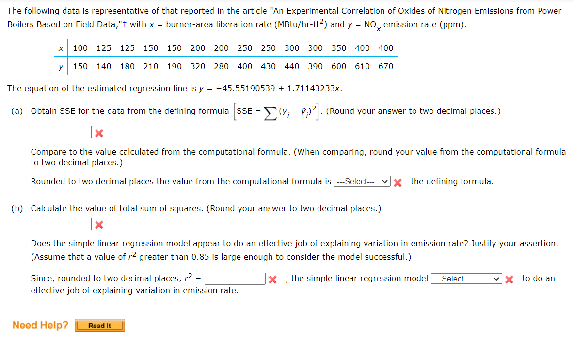 Solved The following data is representative of that reported | Chegg.com