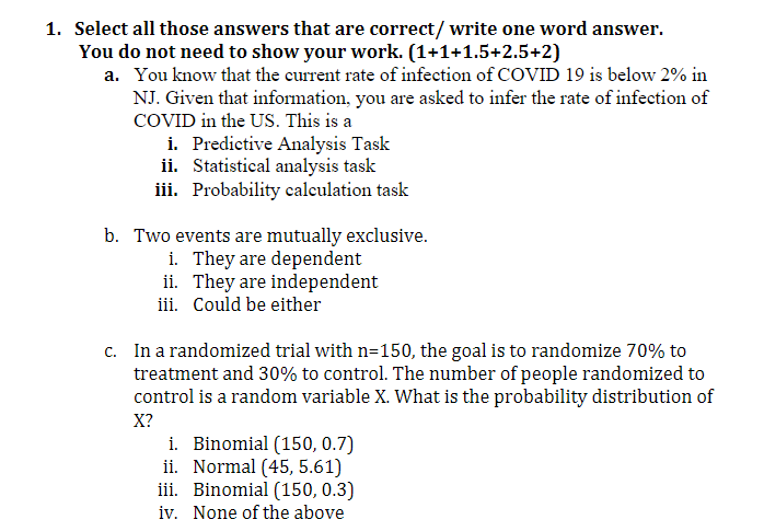 Solved Select all those answers that are correct/ write one | Chegg.com