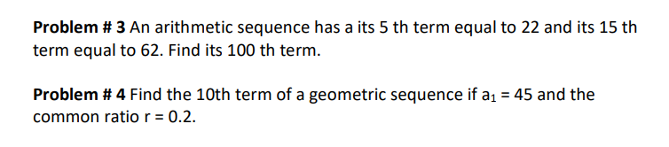Solved Problem \# 3 An arithmetic sequence has a its 5 th | Chegg.com
