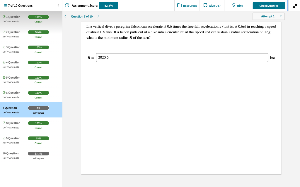 Solved 7 of 10 Questions Assignment Score: 82.79% Resources | Chegg.com