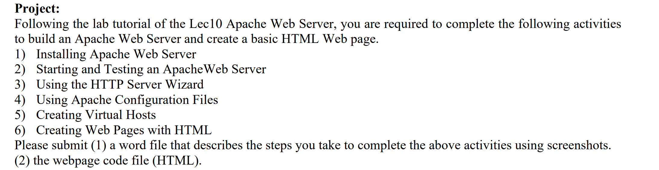 Solved Following the lab tutorial of the Lec10 Apache Web | Chegg.com