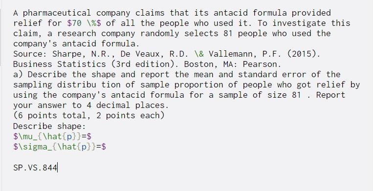 Solved A pharmaceutical company claims that its antacid | Chegg.com