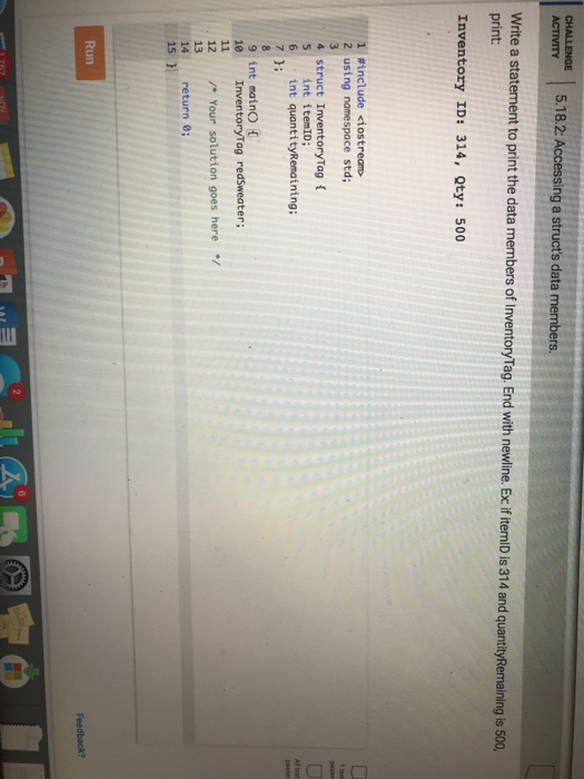 Solved E 5.18.2: Accessing a struct's data print the data | Chegg.com
