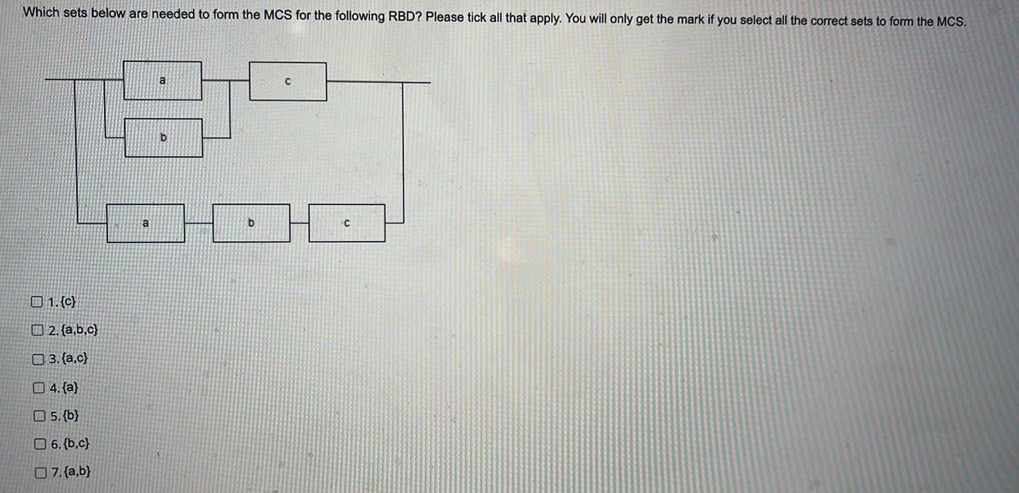 Solved Which sets below are needed to form the MCS for the | Chegg.com